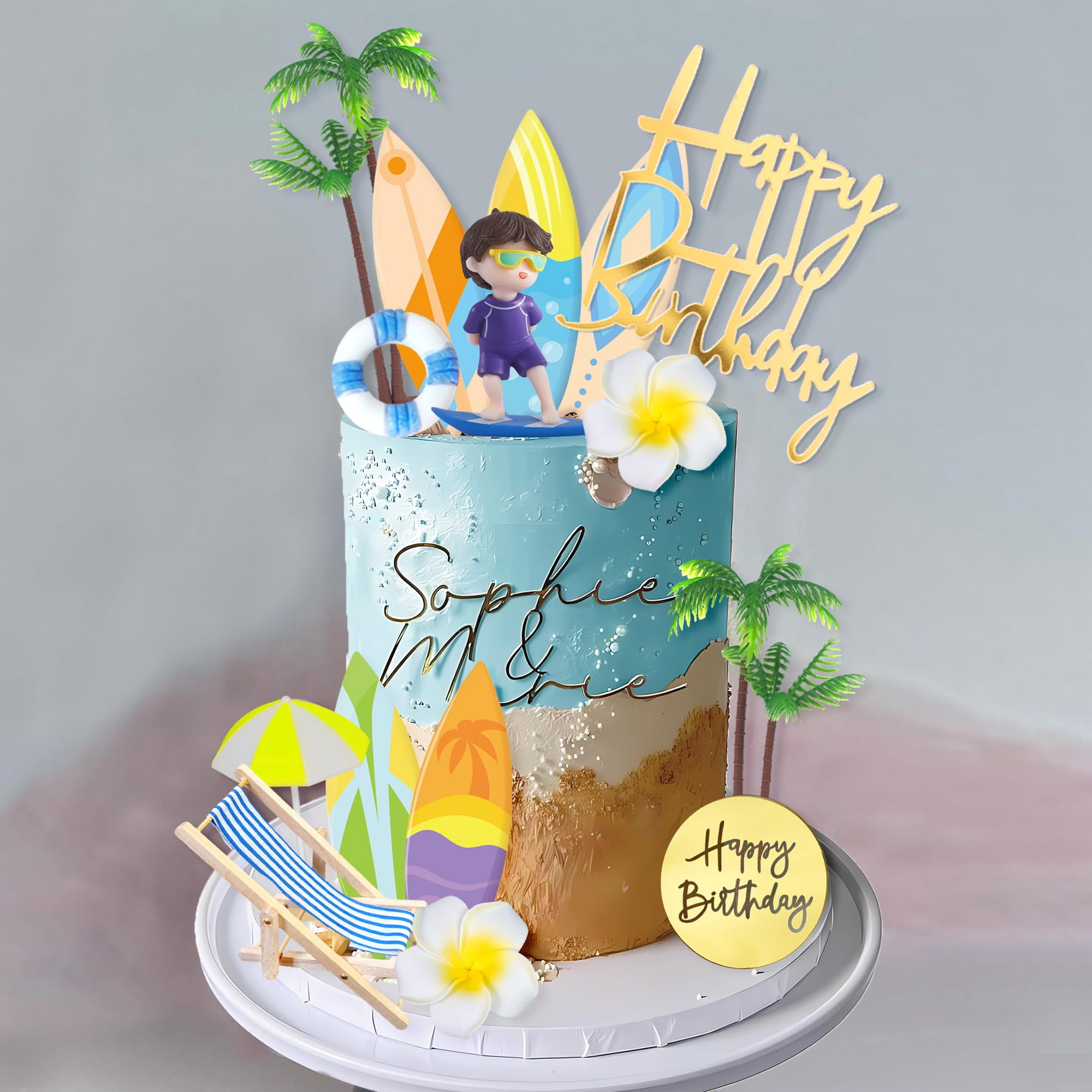DRWATE Beach SummerTRDN Cake Decoration Surfboard Boy Palm Model Cake ...