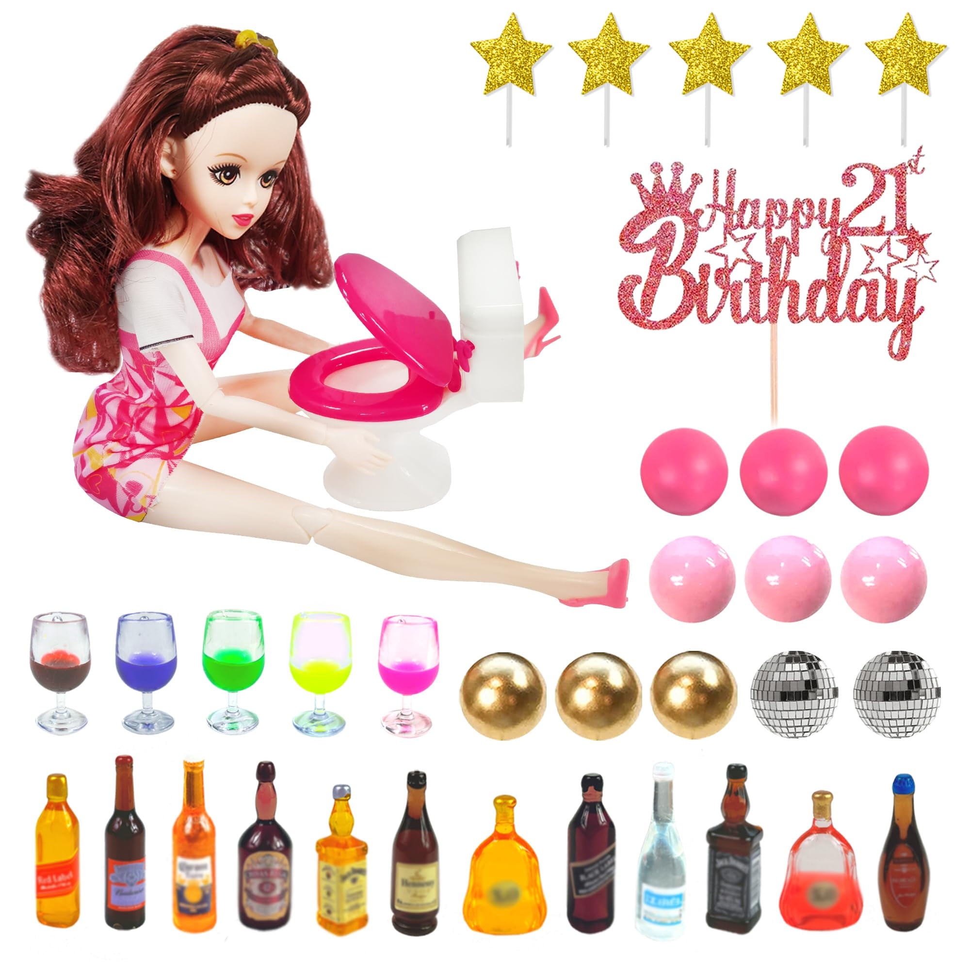 DRWATE Mini Wine Bottles Cake Toppers RST1 with 12 Mini Wine Bottles 5 ...
