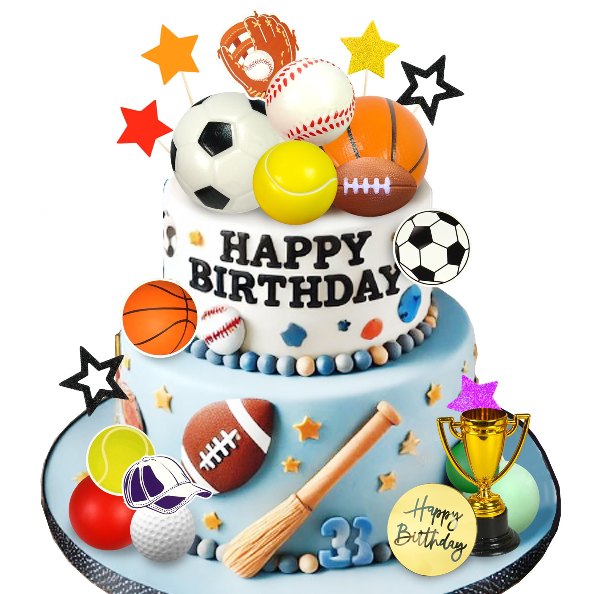 DRWATE Sports Cake Toppers DEF29 Sports Cake Decoration with Soccer ...