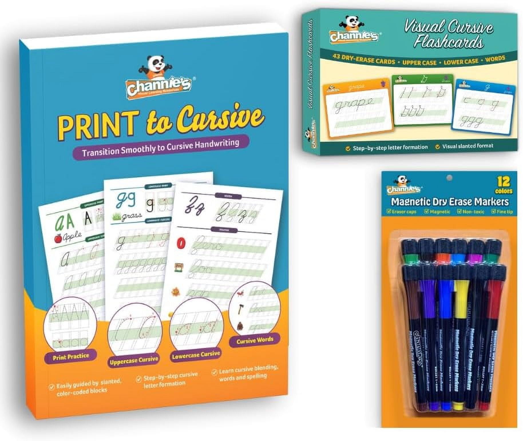 DRY ERASE KIT: Dry Erase Visual Cursive Flash Cards, Print To Cursive ...