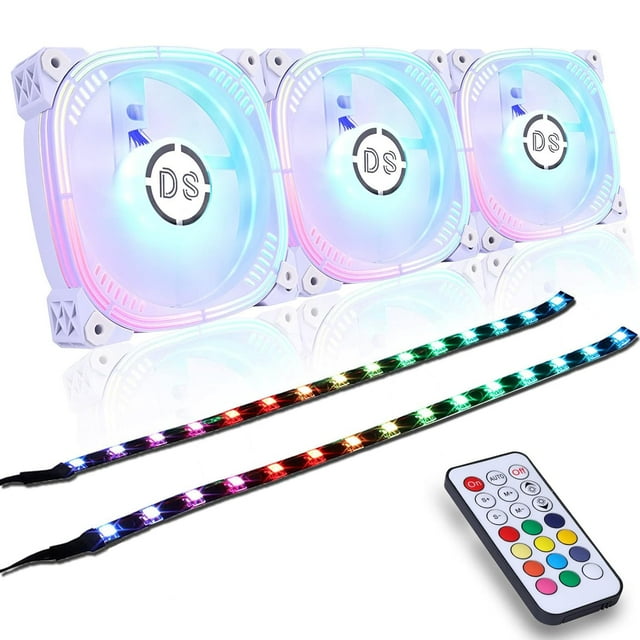 DS 120MM White PC Case Fans, RGB Fan with Controller for Computer Case ...