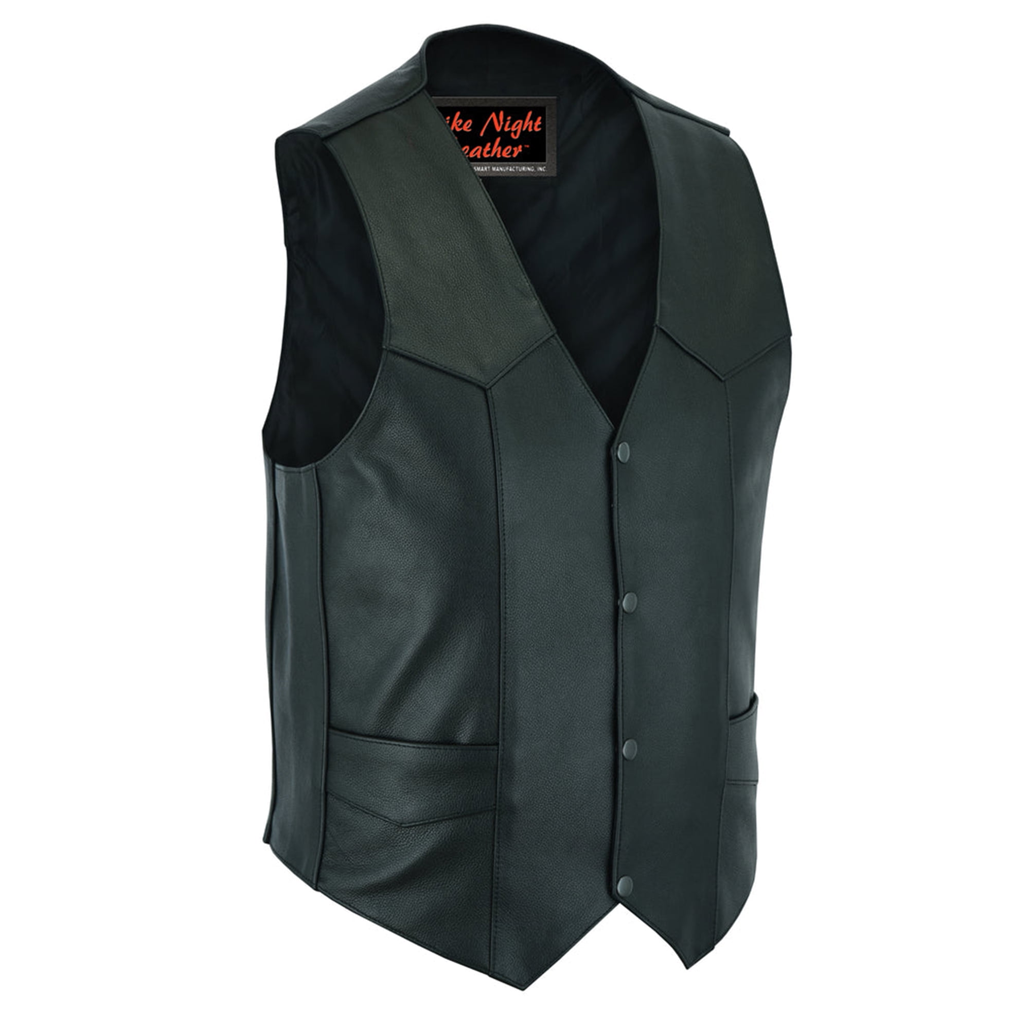 DS Daniel Smart Biker Vest, Adjustable, Black Cowhide Motorcycle Jacket ...