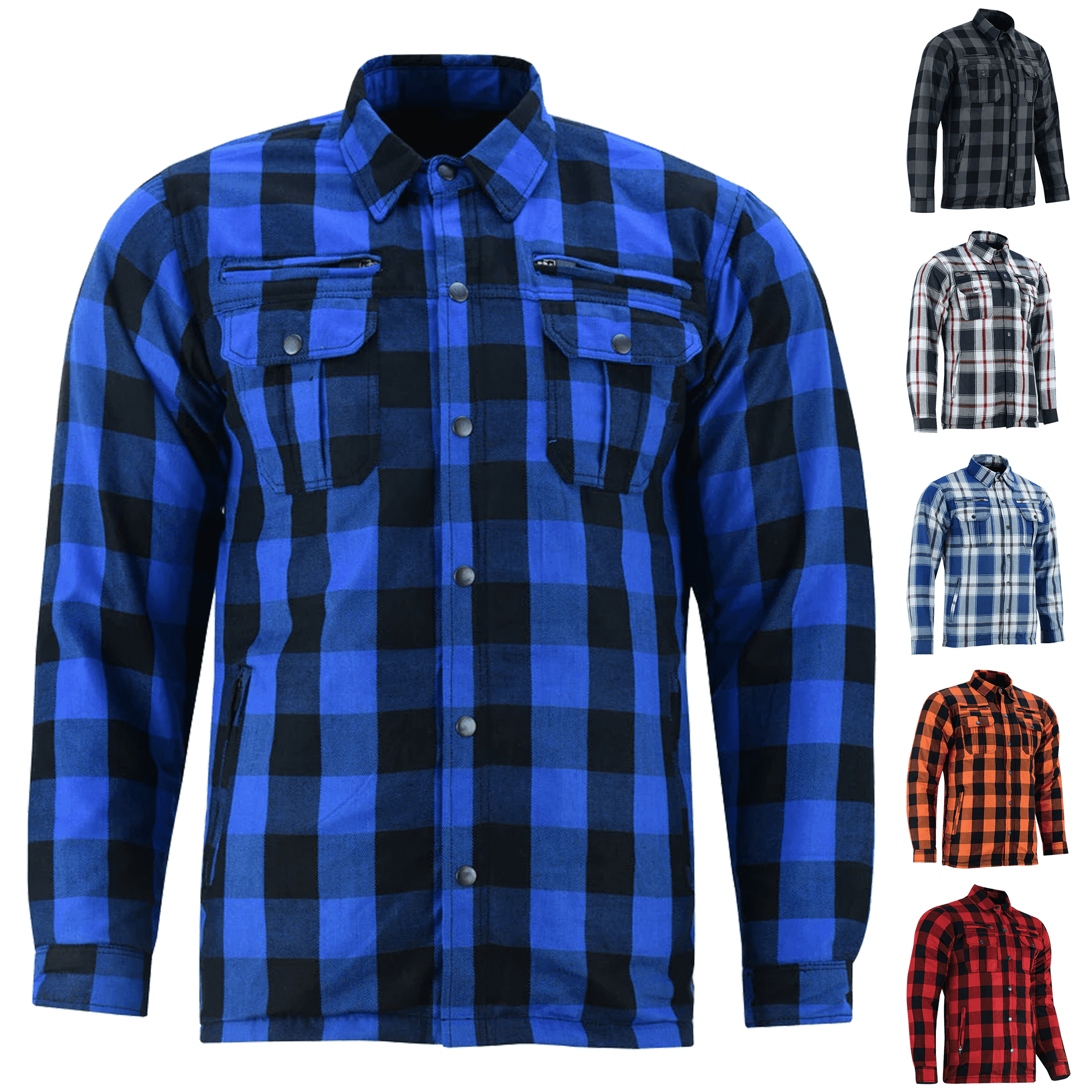 DS Daniel Smart Men's Durable Plaid Motorcycle Flannel Shirt, Long ...