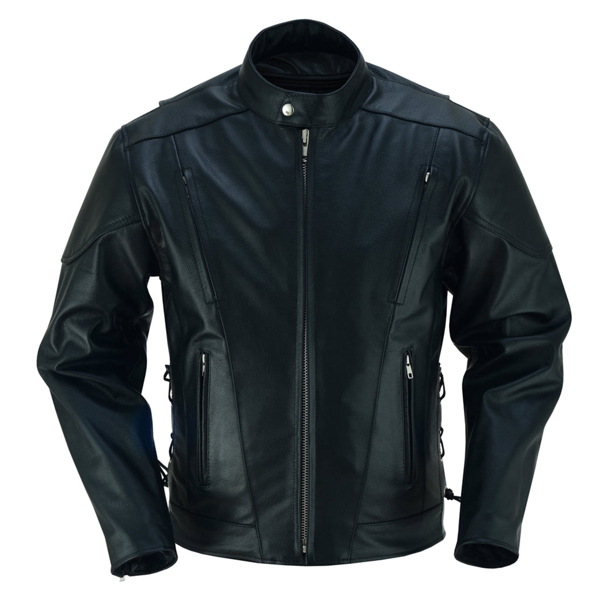 DS Daniel Smart Premium Cowhide, Euro Collar Design Leather Motorcycle ...