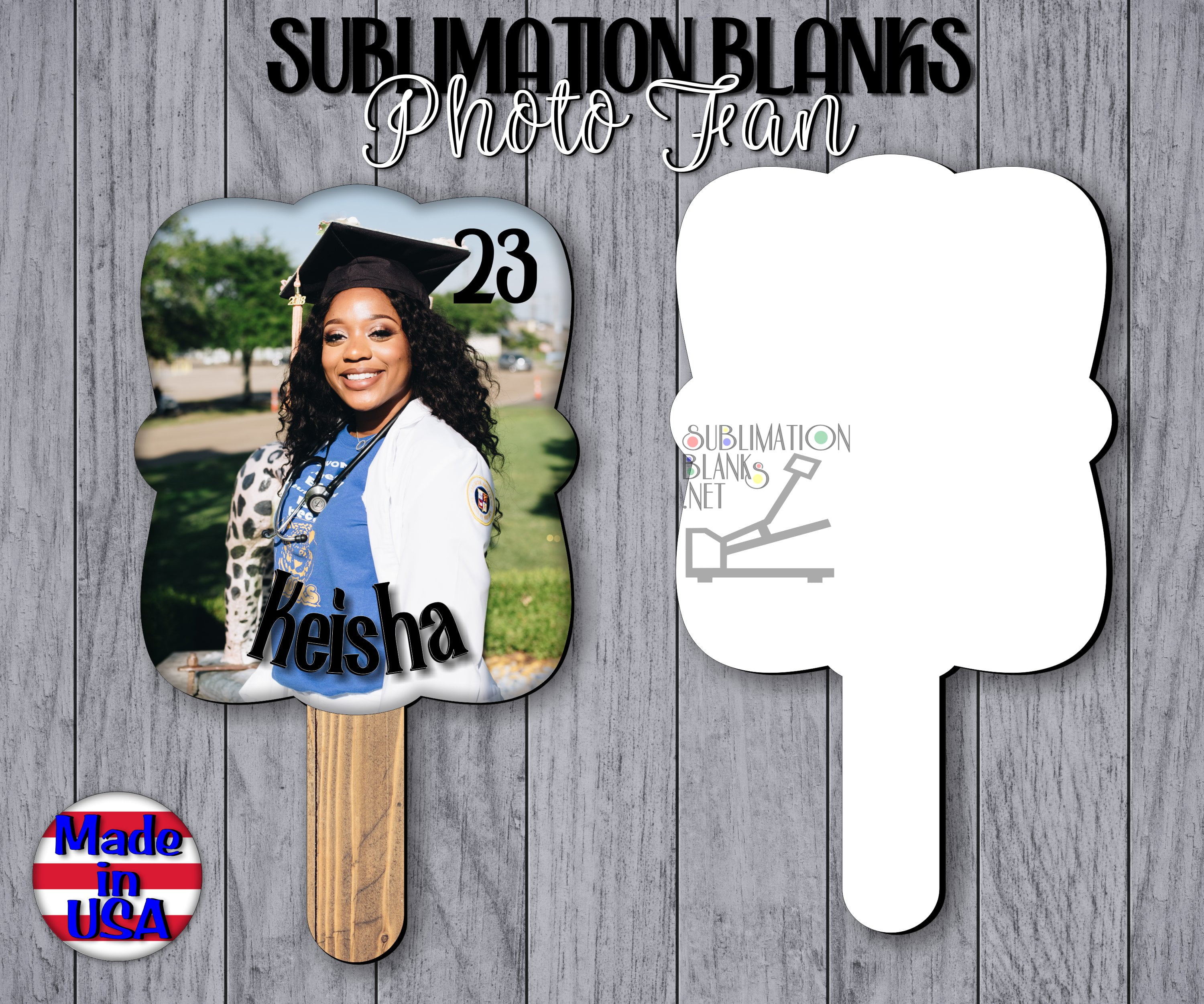DS Sublimation Blanks Paddle Fan Graduation Wedding Memorial Hand Held ...