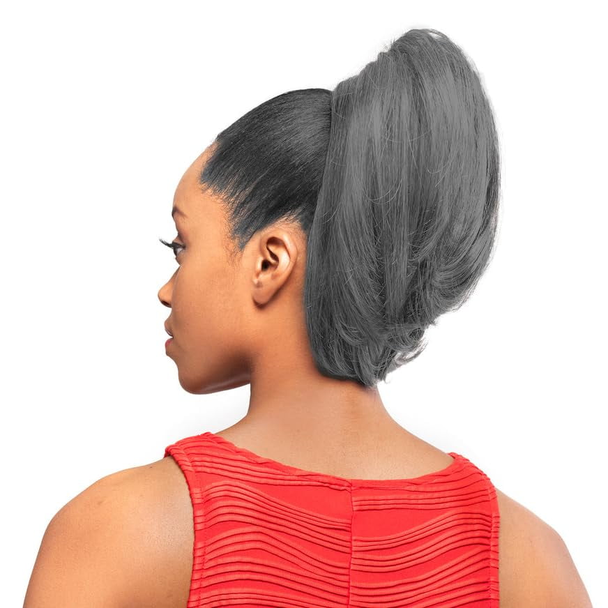 DS002 Ponytail Color 1B - Foxy Silver Wigs 8" Short Length Drawstring ...