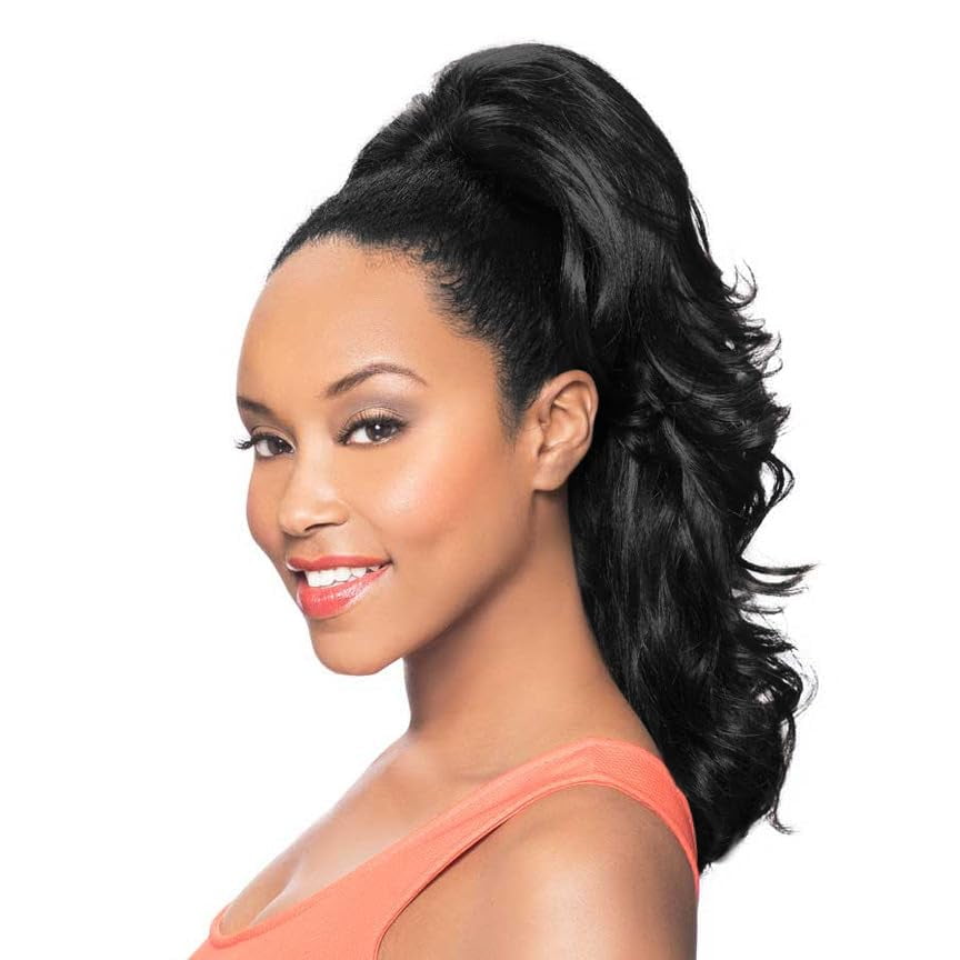 DS012 Ponytail Beach Waves Color 1 Black - Foxy Silver Wigs 18" Length ...