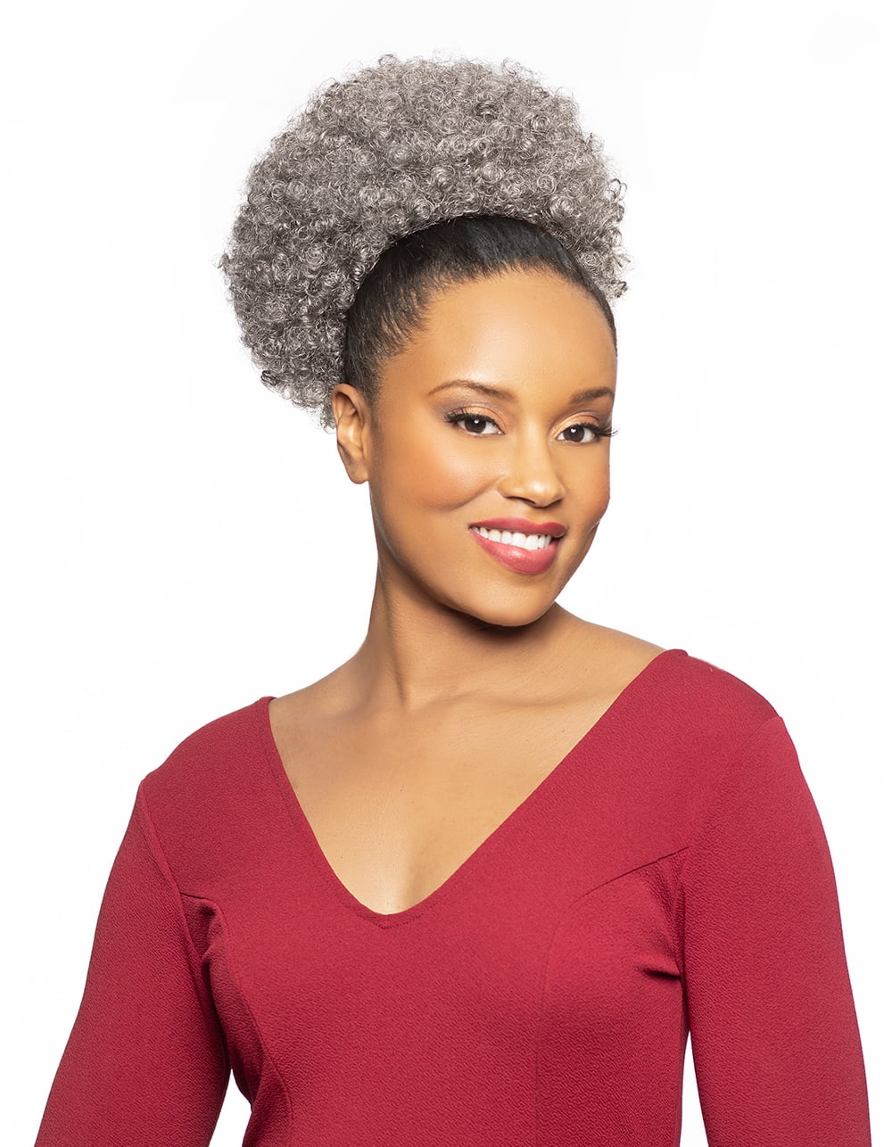 DS015 Color 1B Off Black - Foxy Silver Wigs 5" Length Blow Out Curls ...