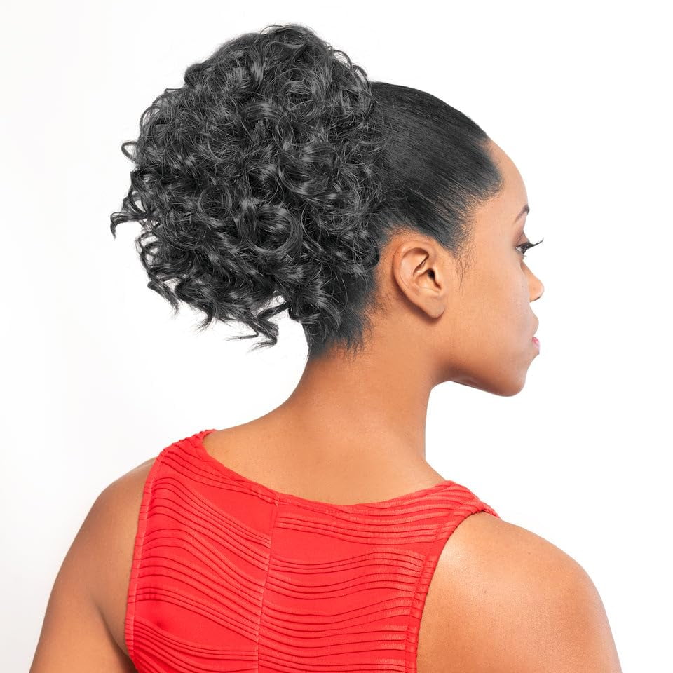 DS06 Curly Ponytail Color 1B - Foxy Silver Wigs 8-9" Length Drawstring ...