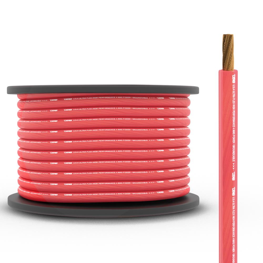 DS18 4 Gauge Power Cable 100Ft Spool Red Ultra Flex CCA Wire PW-4GA ...
