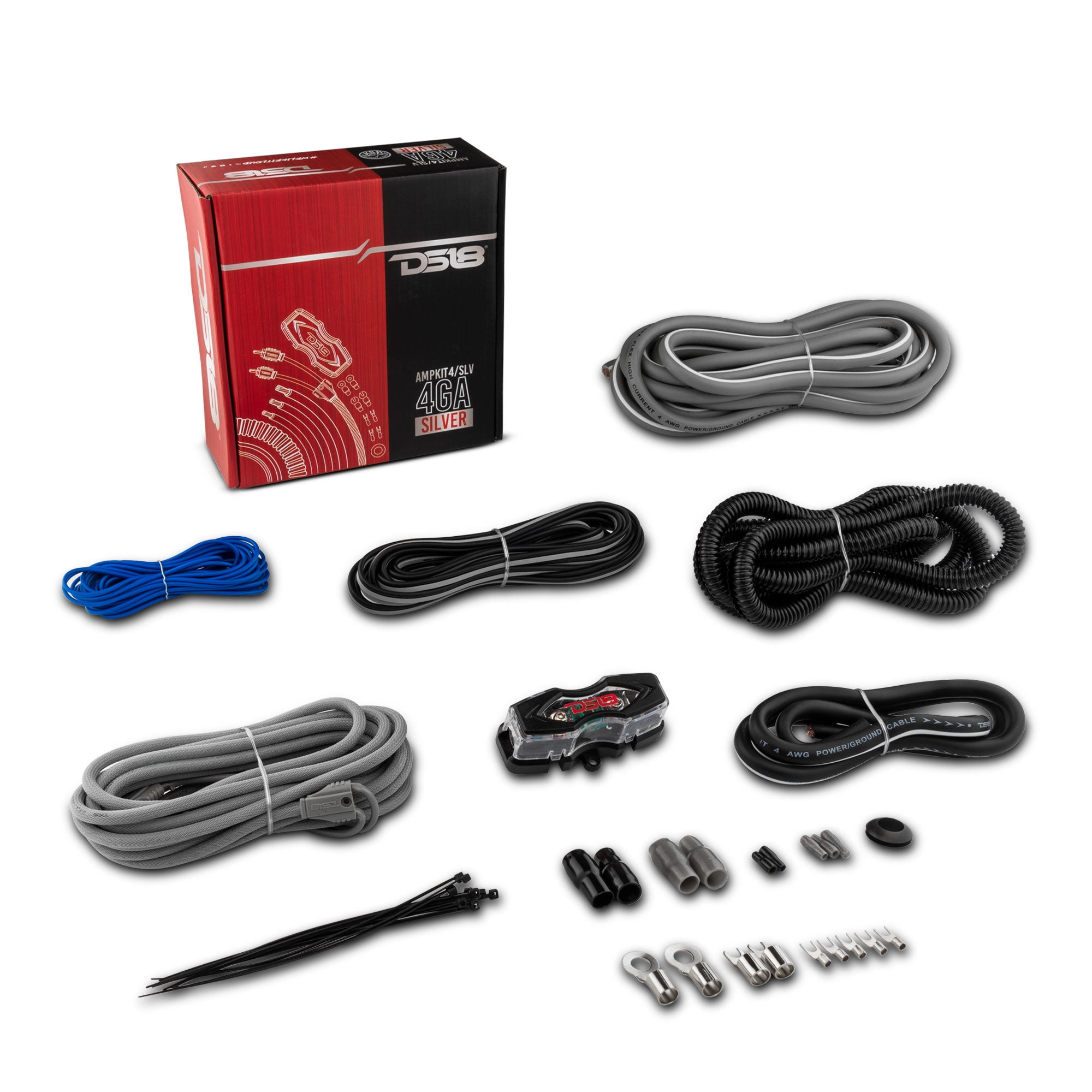 DS18 4GA Car Audio Amplifier Installation Kit Silver AMPKIT4-SL ...