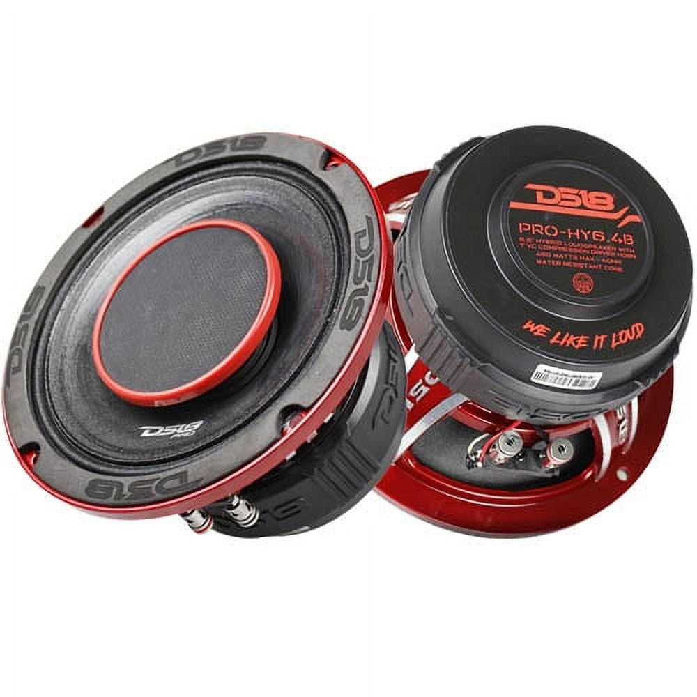 "DS18 6.5"" Hybrid Mid Range Speakers with Built-In Driver, 4 Ohm, High ...
