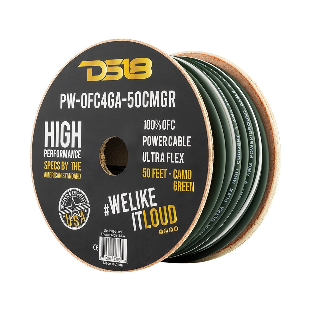 DS18 PW-OFC4GA-50CMGR 4-GA Ultra Flex 100% OFC Ground, Power Cable, 50 ...