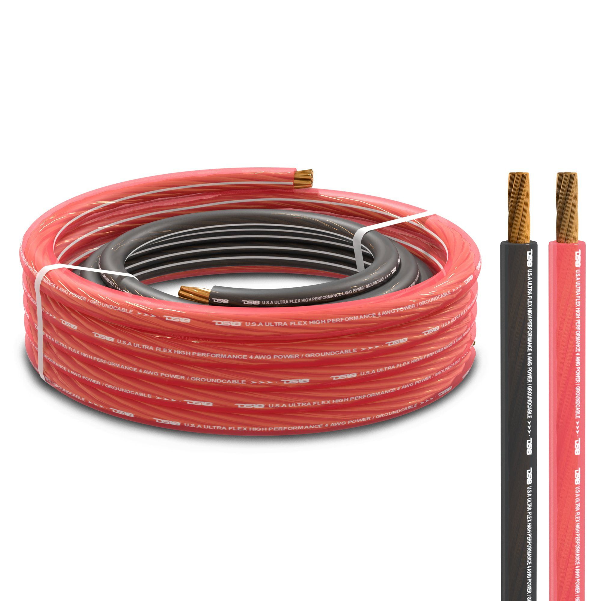 DS18 PW-OFC4GA-5BK/20RD 4-GA Ultra Flex OFC Ground Power Cable 5 Ft ...