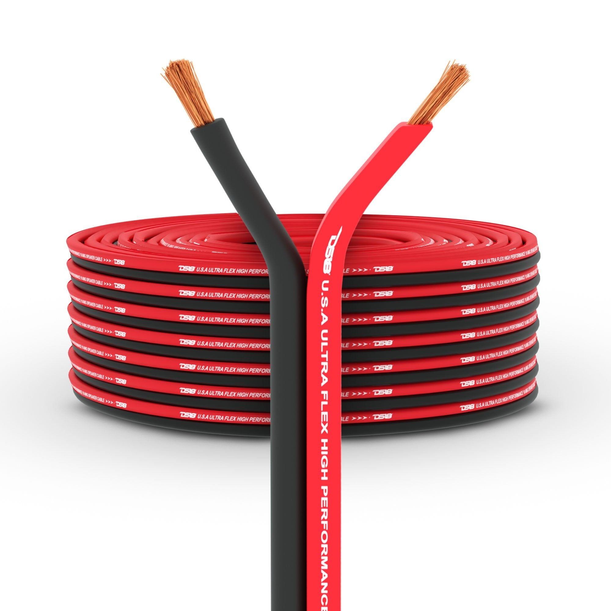 DS18 Ultra Flex 16GA CCA Speaker Wire, 100FT Red and Black, Insulated ...