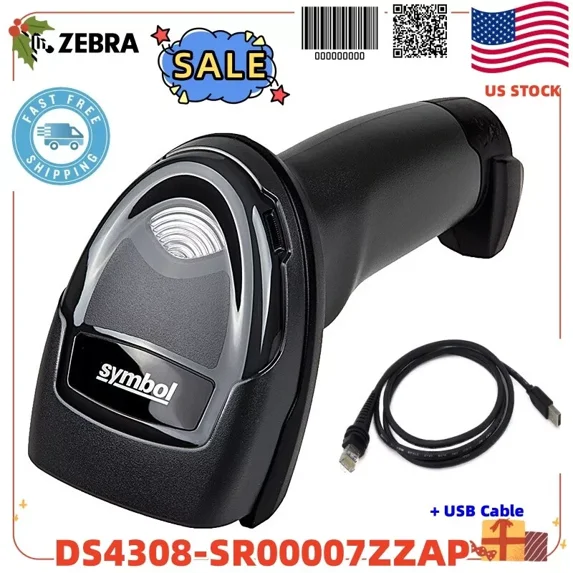 DS4308-SR00007ZZAP 1D 2D Handheld Corded Barcode Scanner w/ USB Cable ...