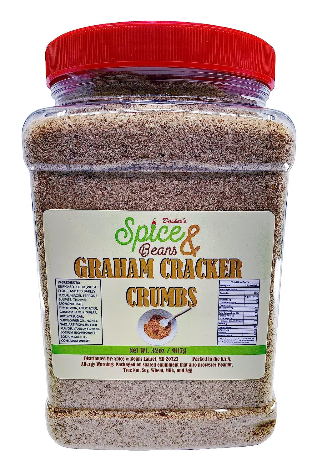 DSB 2LB Graham Cracker Crumb in Reusable Jar - Perfect for Baking, Pie ...