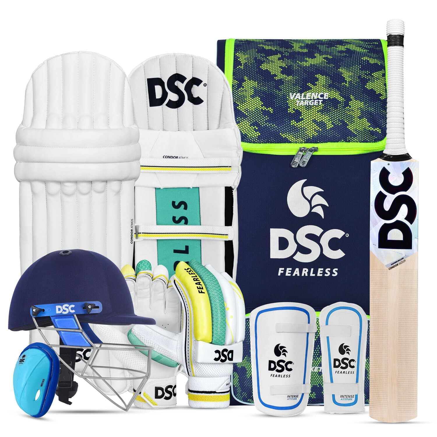 DSC Premium Complete Cricket Kit with Helmet | Kashmir Willow Bat, Pads ...