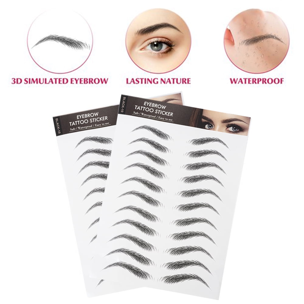 DSCD 3D Fake Eyebrow Tattoo Sticker Real Look Waterproof Eyebrows Stick ...