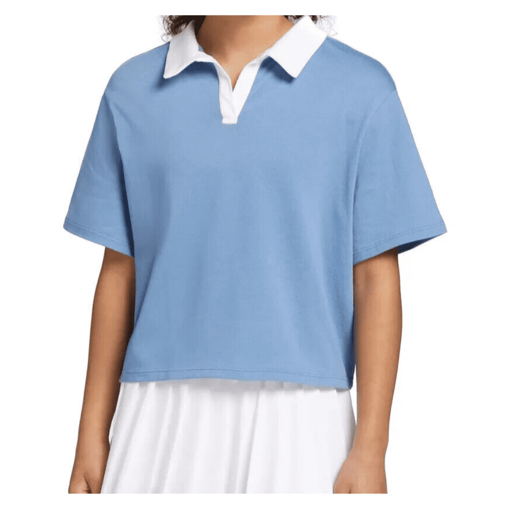 DSG Girls' Johnny Collar Short Sleeve T-Shirt, Basin Blue, Small - Walmart.com