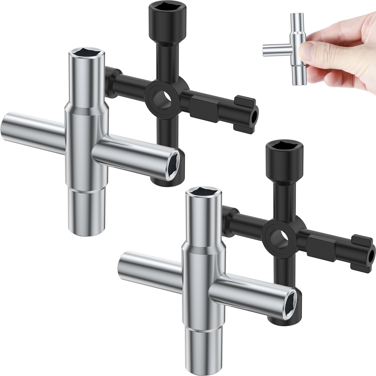 DSH 4Pcs 4 Way Sillcock Water Key, Heavy Duty Sillcock Key Wrench Set ...