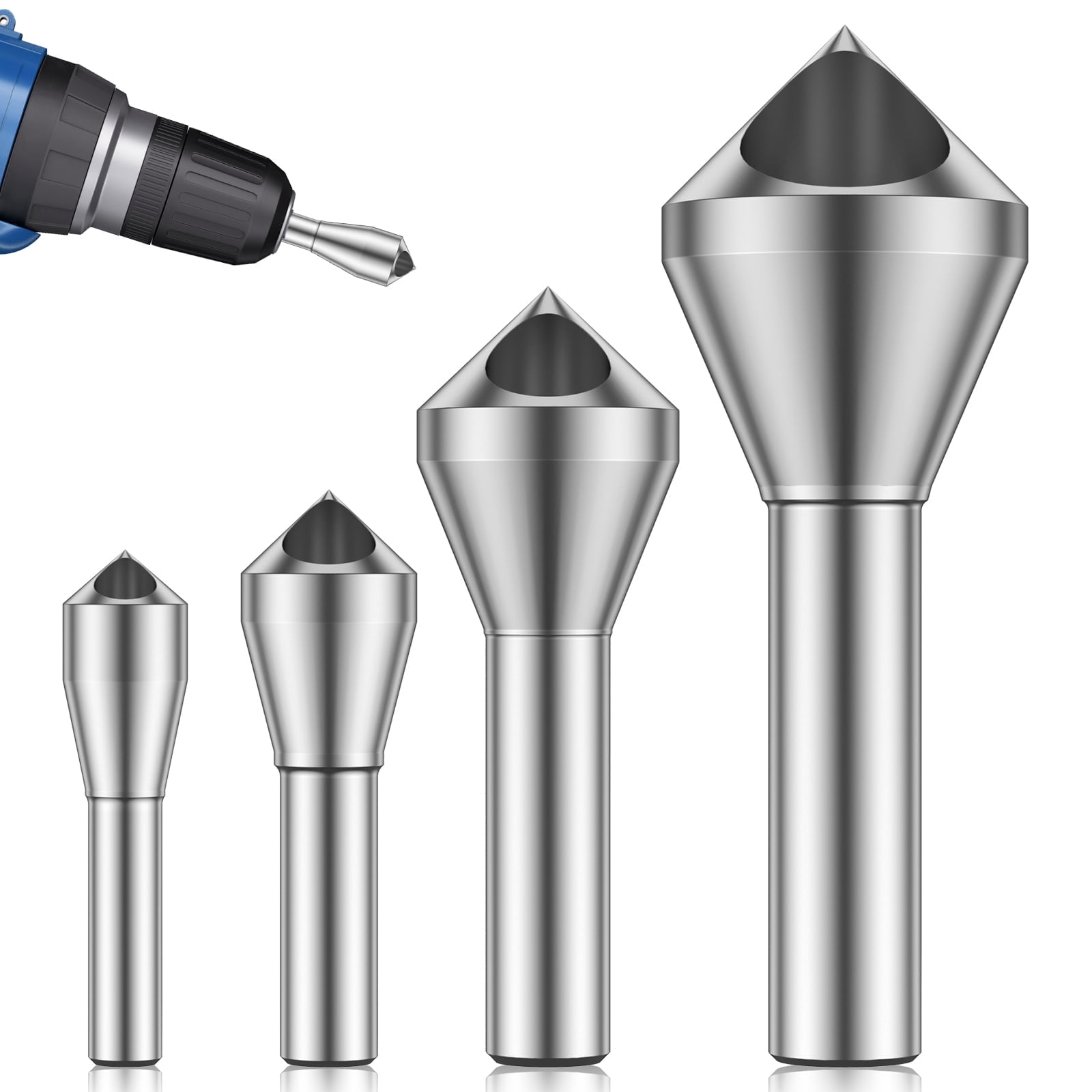 DSH 4pcs Chamfer Deburring Drill Bit Set 90 Degree High Speed Steel ...
