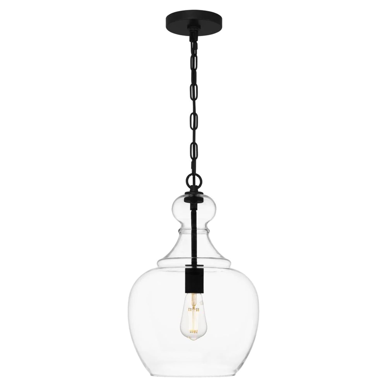 DSI Danbury 1-Light Matte Black Pendant with Clear Glass Shade ...