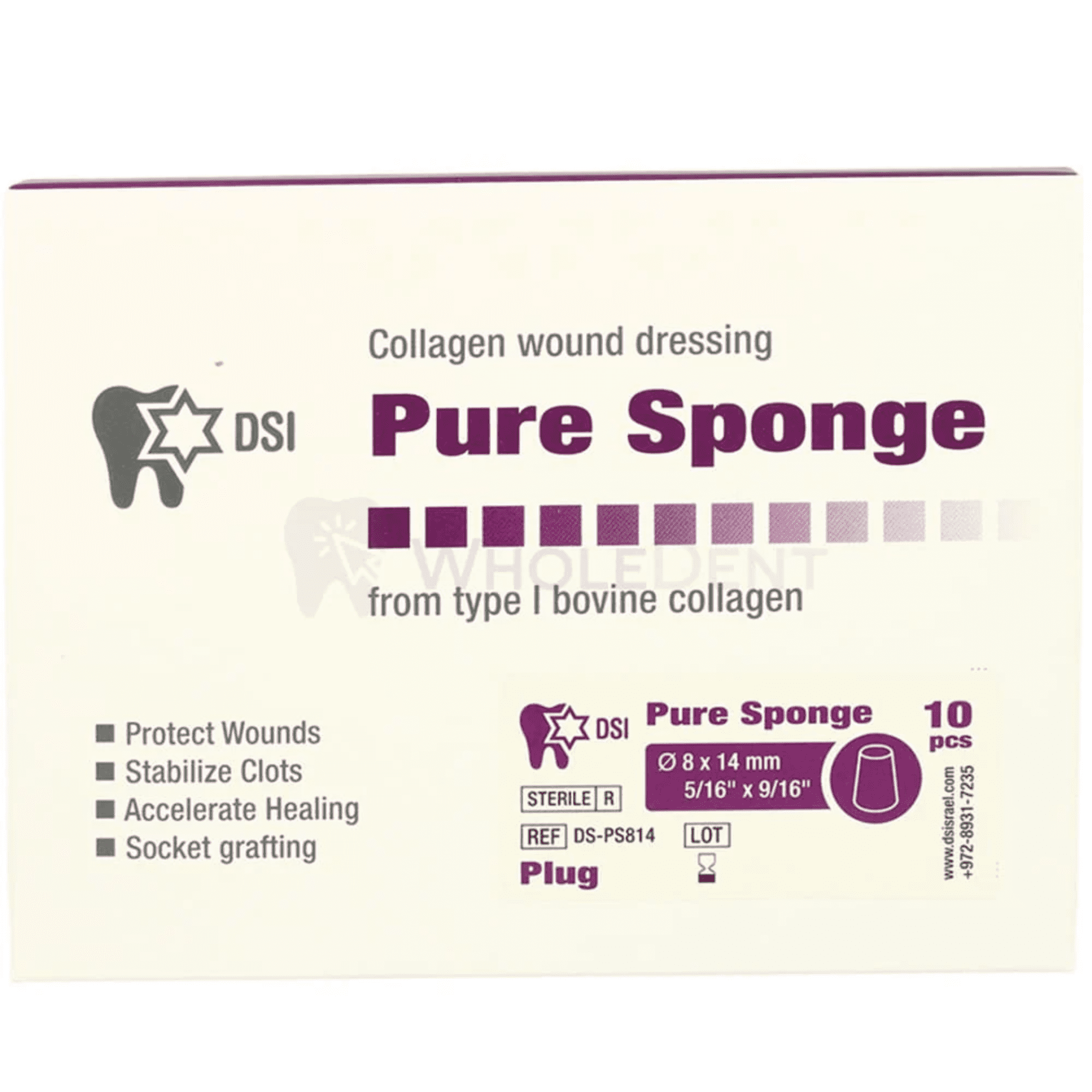 DSI Pure Sponge Collagen Plug - 10pcs - Purified 100% Bovine Collagen ...