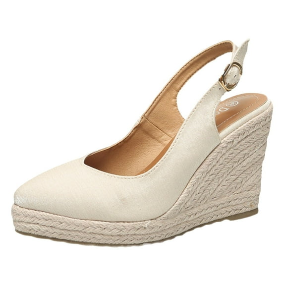 DSJLMQ Women's Buckle Strap Sandals Espadrille We𝖽ge Slides B𝗈hemian ...