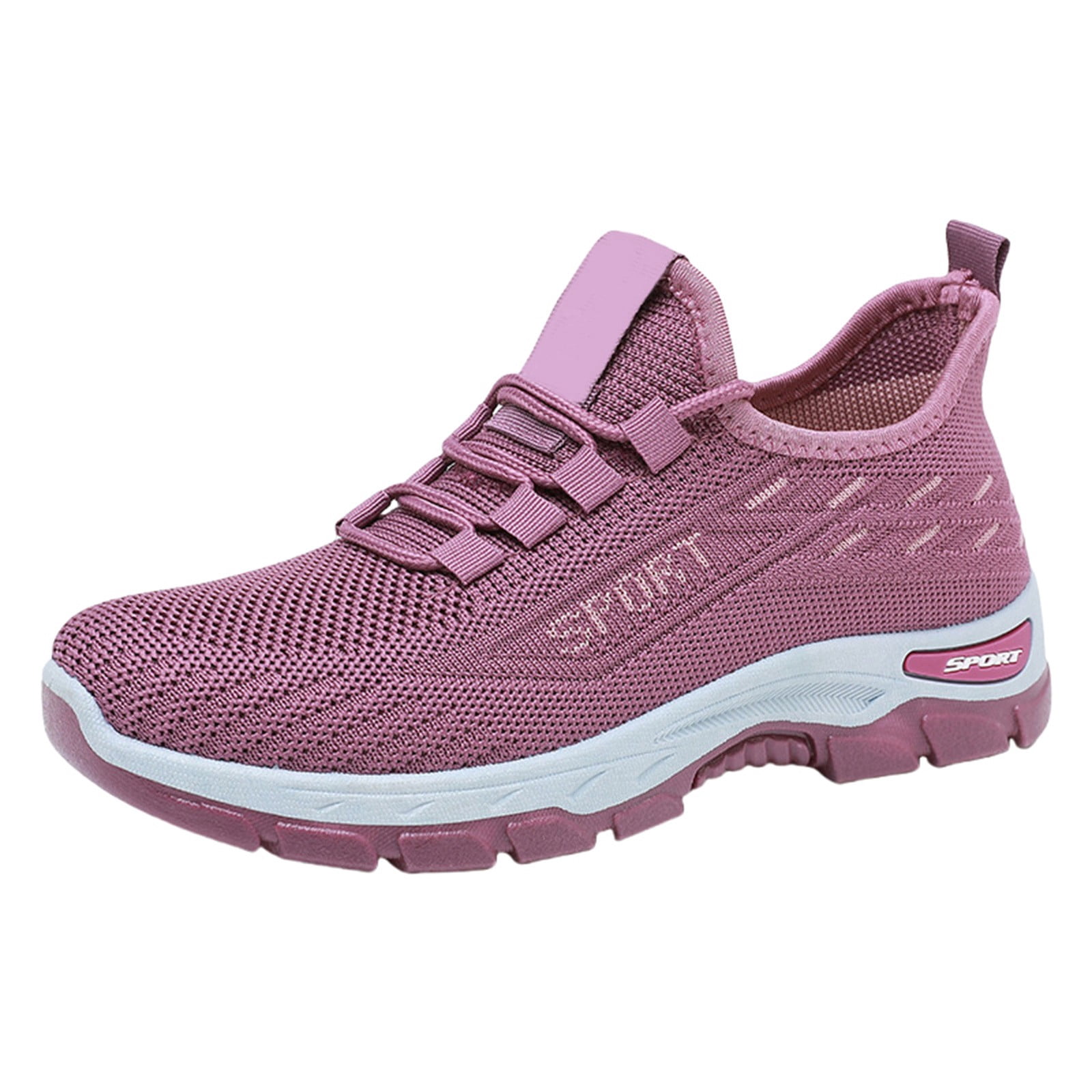 DSJLMQ Women's Strap Sport Sneakers Soft Knit Upper Sneakers So𝗅id ...