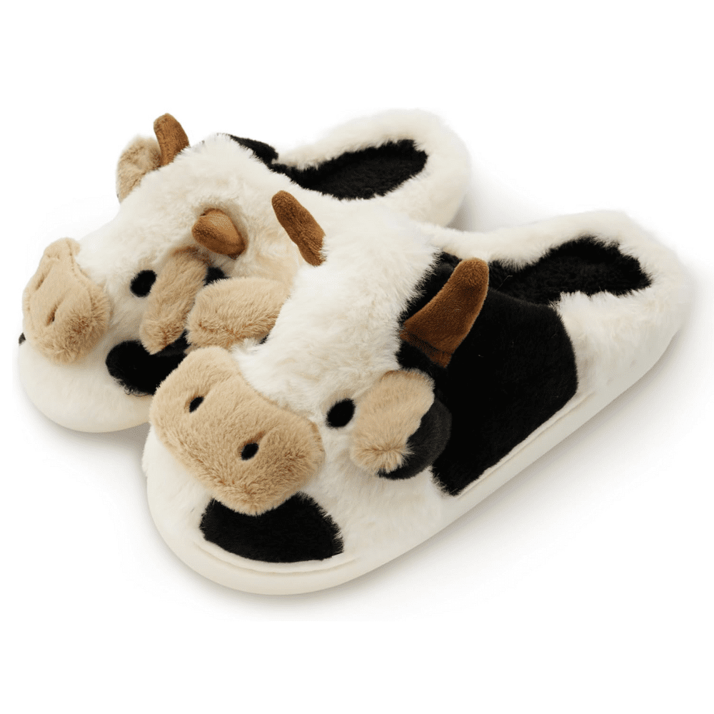 DSK Global Women’s Fuzzy Slippers – Cute Cow Slippers, Plush Scruff ...