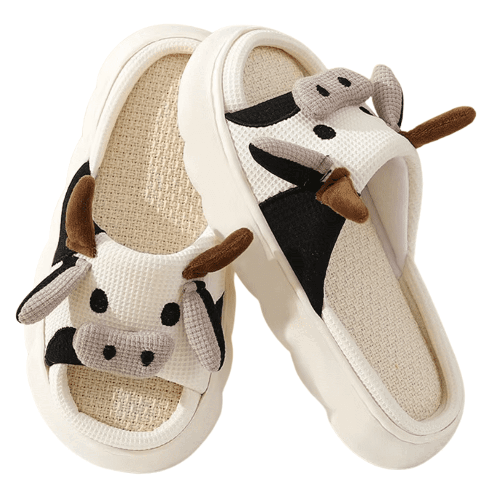 DSK Global Women’s Fuzzy Slippers – Cute Cow Slippers, Plush Scruff ...