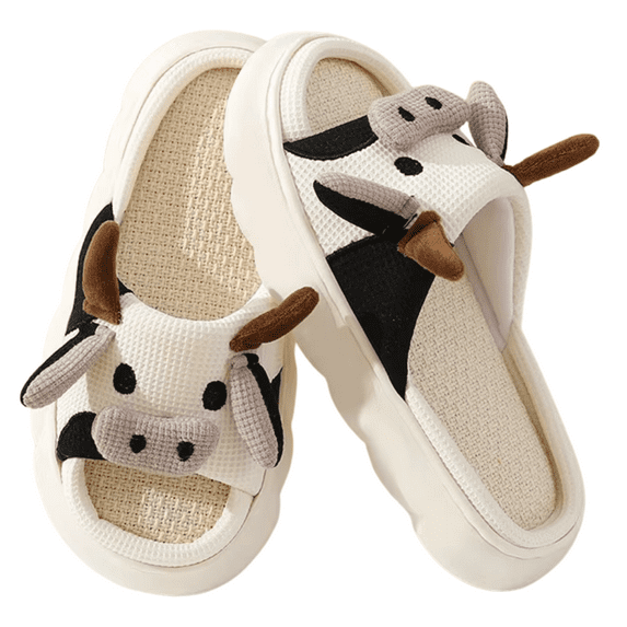DSK Global Women’s Fuzzy Slippers – Cute Cow Slippers, Plush Scruff ...