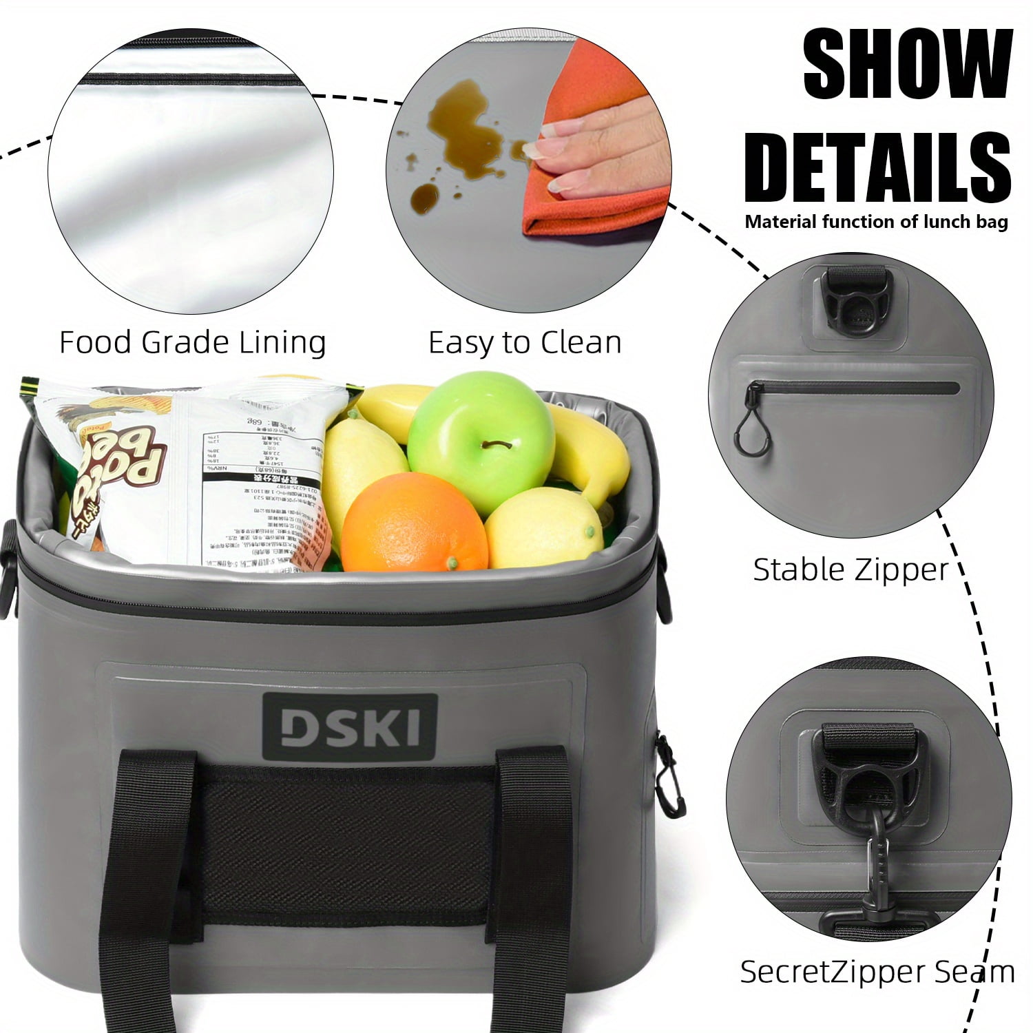 DSKI Lunch Box for Men - 12H Cooling & 8H Warmth, 5-Layer Insulated ...