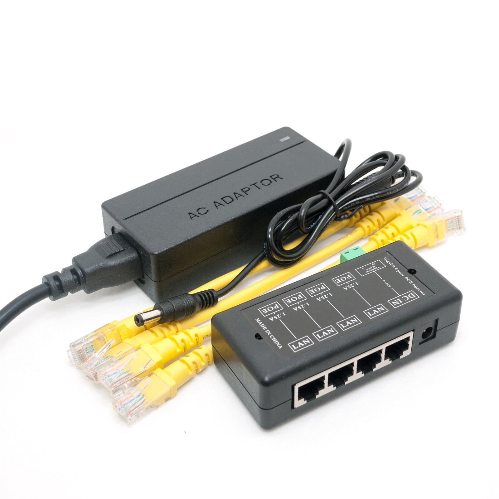 DSLRKIT 4 Ports Gigabit Passive PoE injector midspan Ethernet Adapter ...