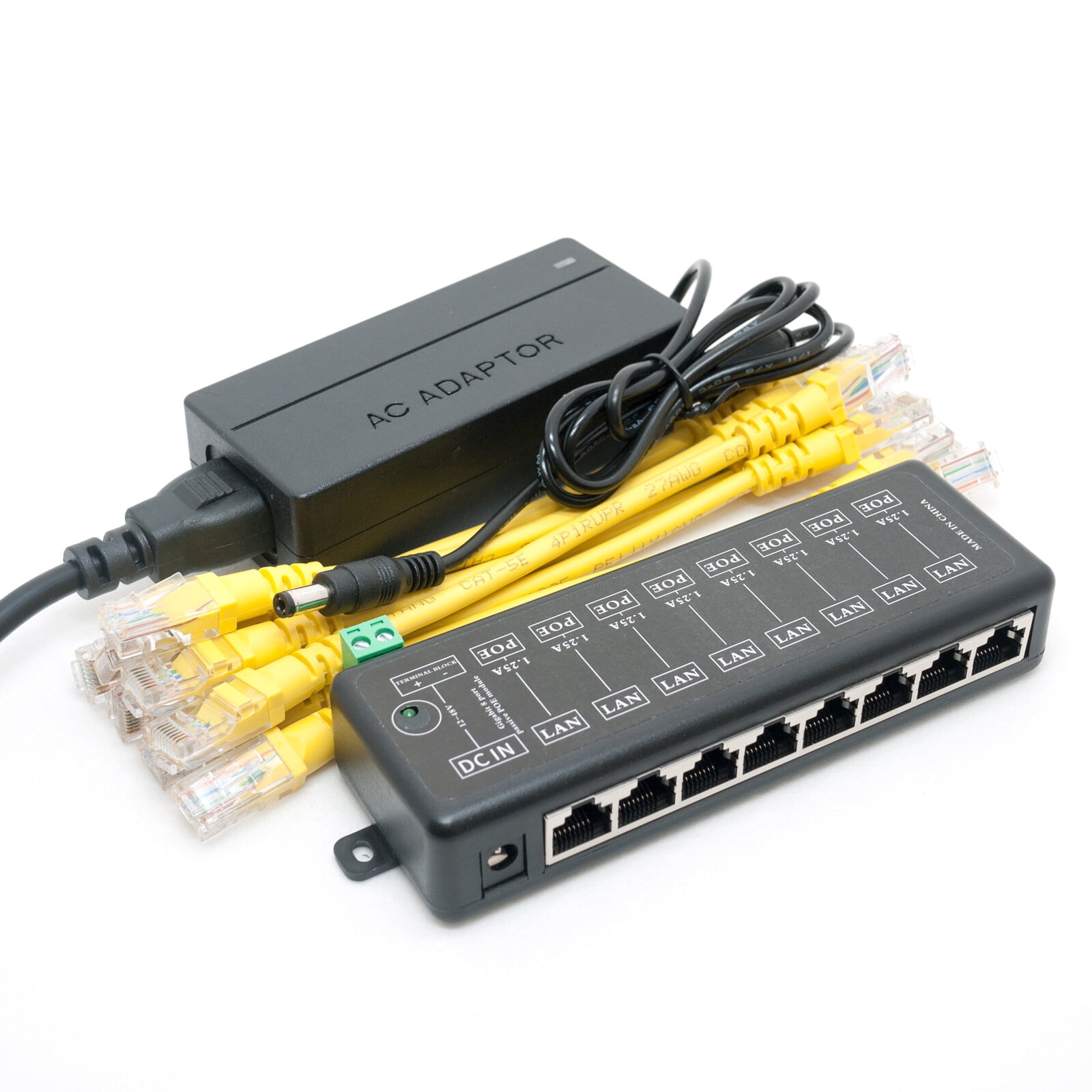 DSLRKIT 8 Ports Gigabit Passive PoE injector midspan Ethernet Adapter ...