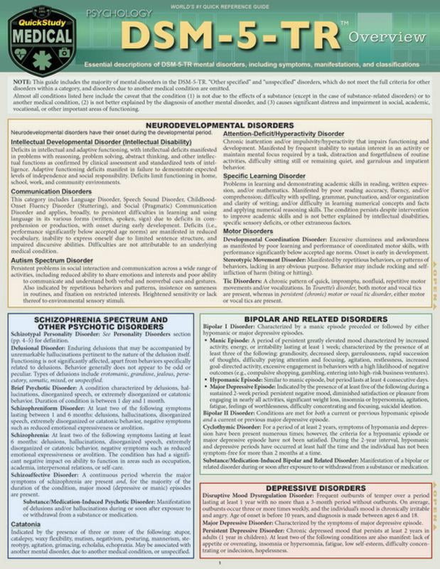 DSM-5-TR Overview : a QuickStudy Laminated Reference Guide (Edition 2 ...