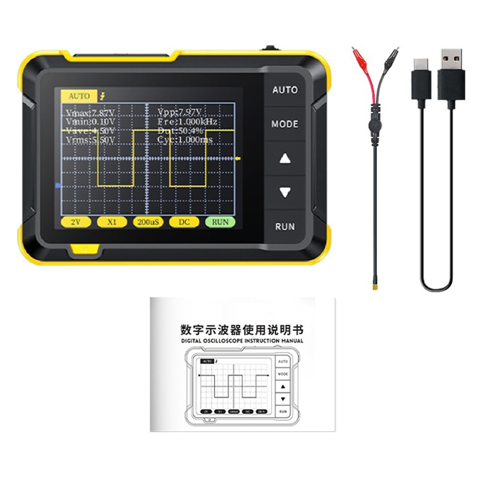 Dso152 Tc3 Handheld Small Oscilloscope Portable Digital Oscilloscope 200khz Bandwidth Support