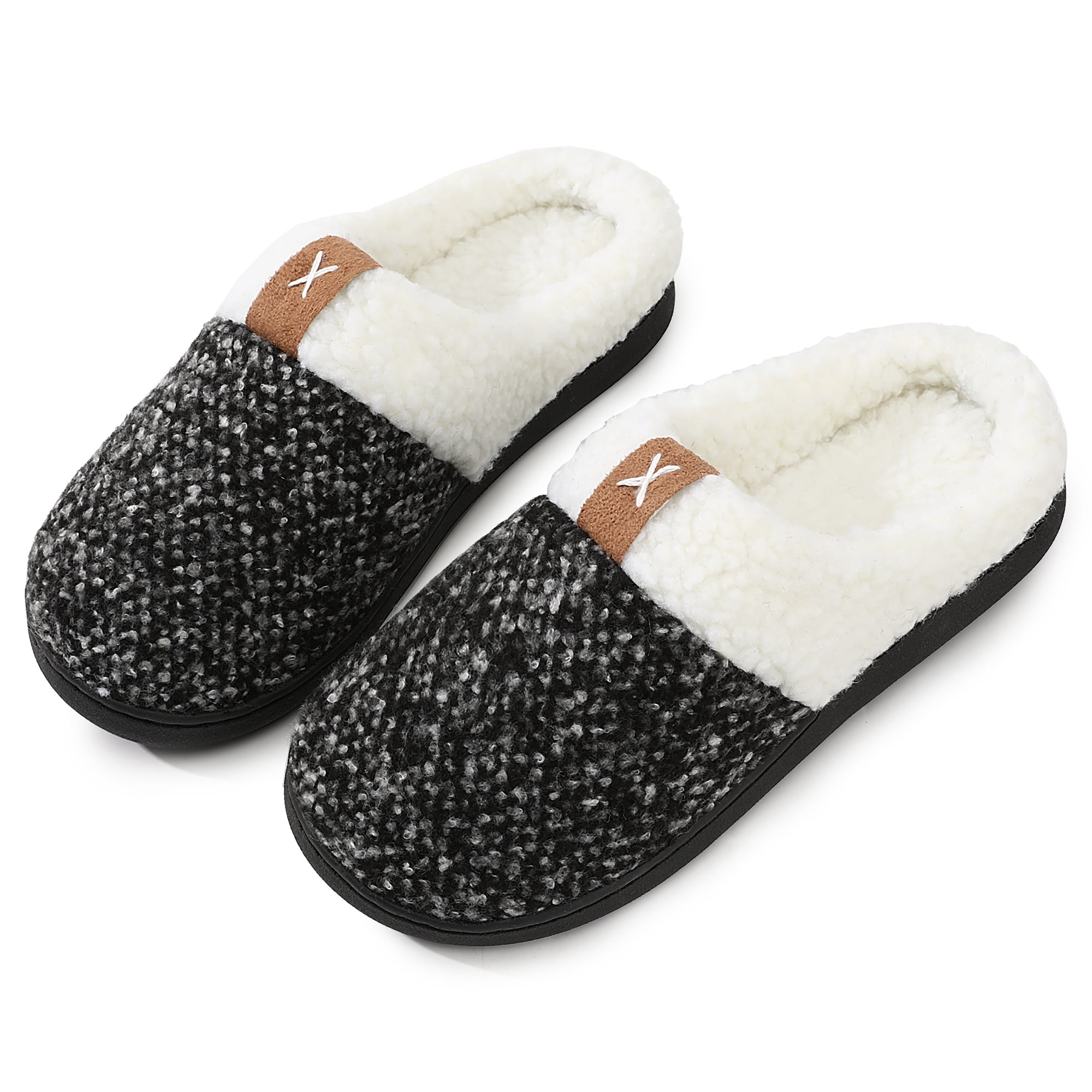 DSOLE Women's Fuzzy Slippers Memory Foam Bedroom Shoes Anti slip Indoor ...