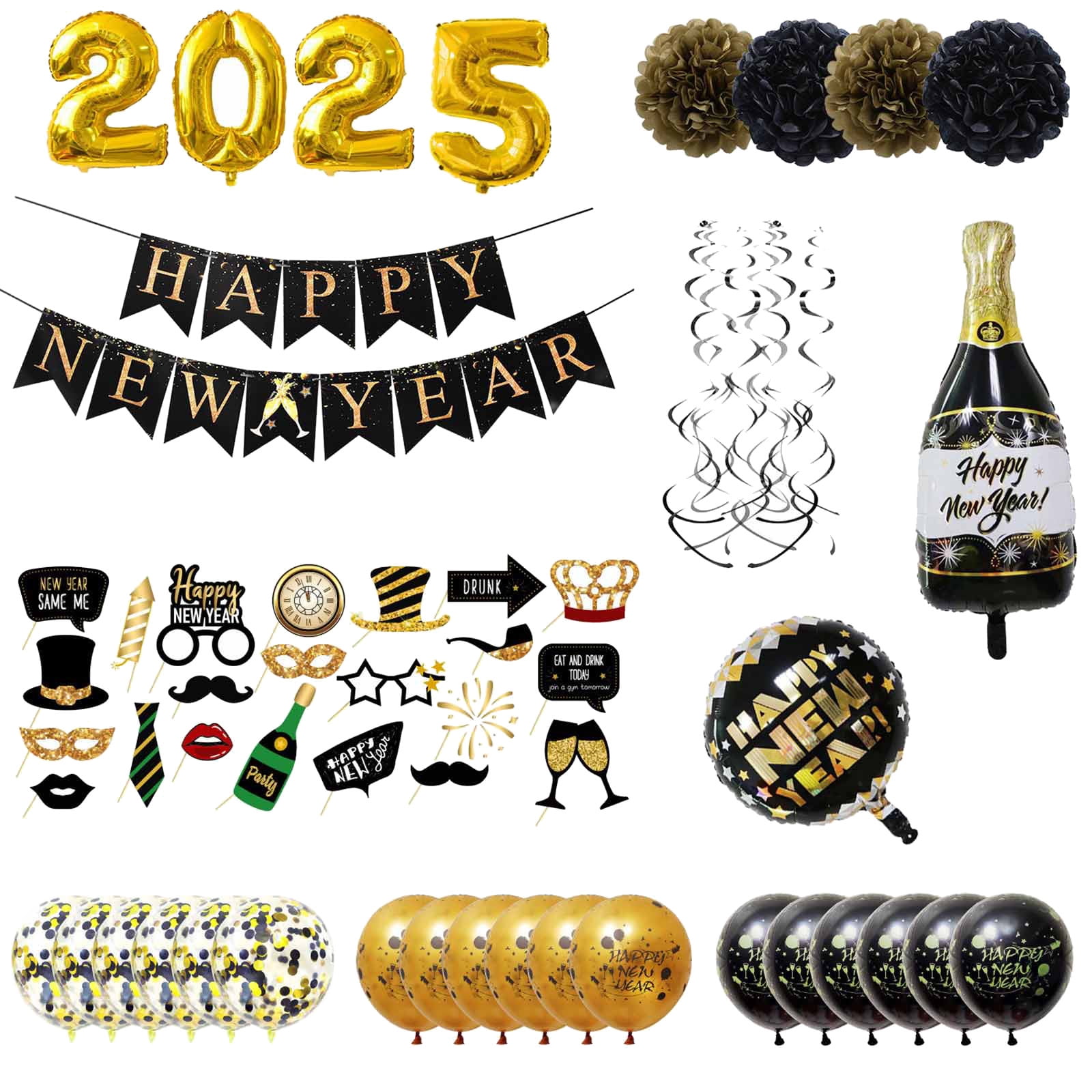 DSOROZI 2025 Happy New Years Decorations Set New Years Eve Party ...