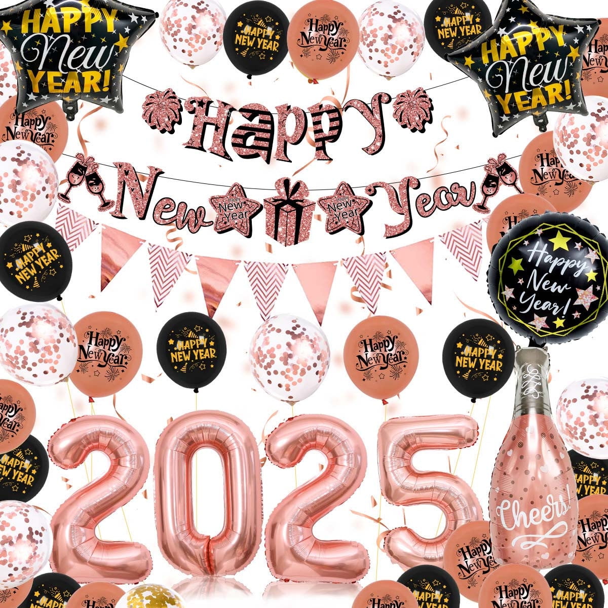 DSOROZI 2025 Happy New Years Decorations Set New Years Eve Party ...