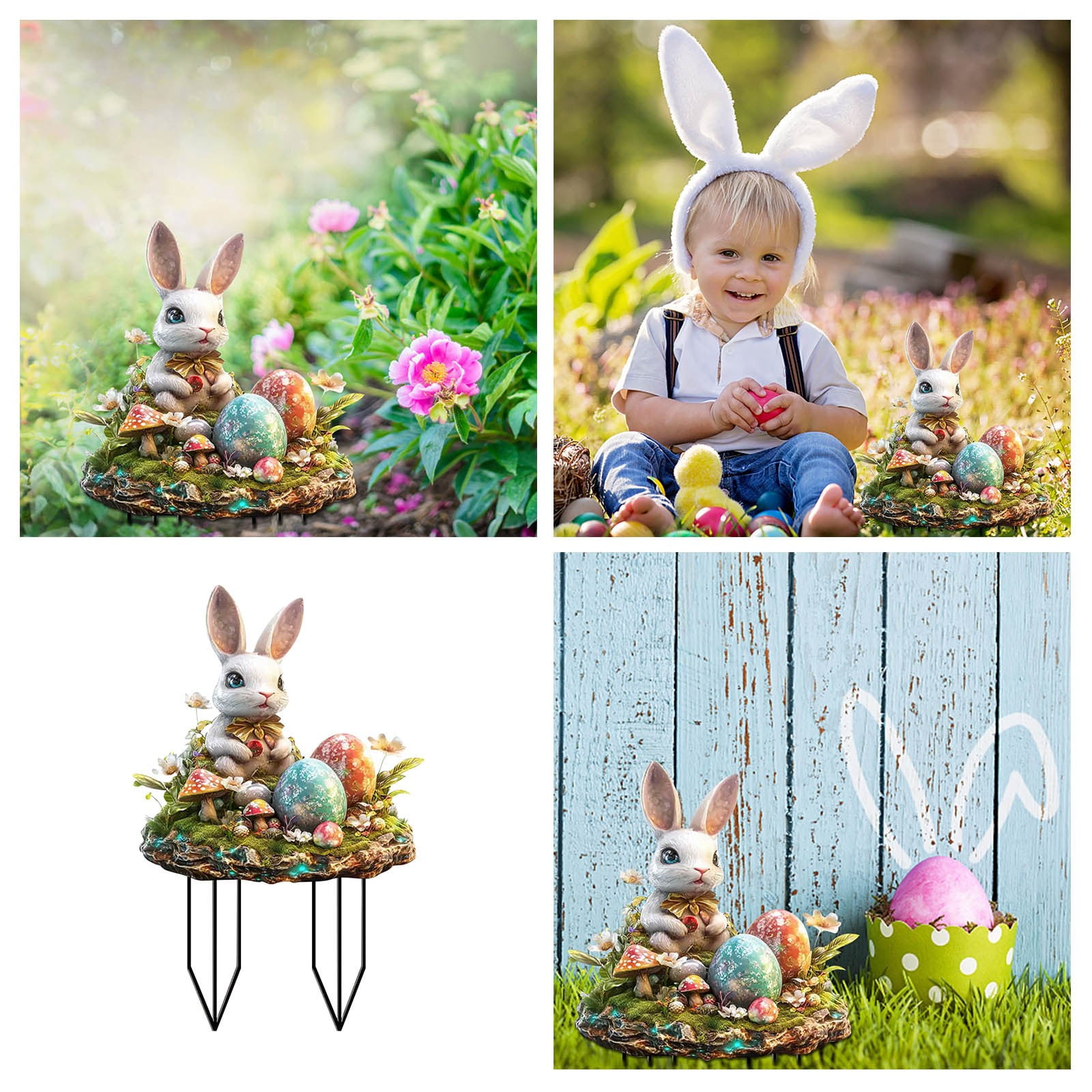 DSOROZI Rabbit Garden Stake Outdoor Decor Acrylic Ground Insert For ...