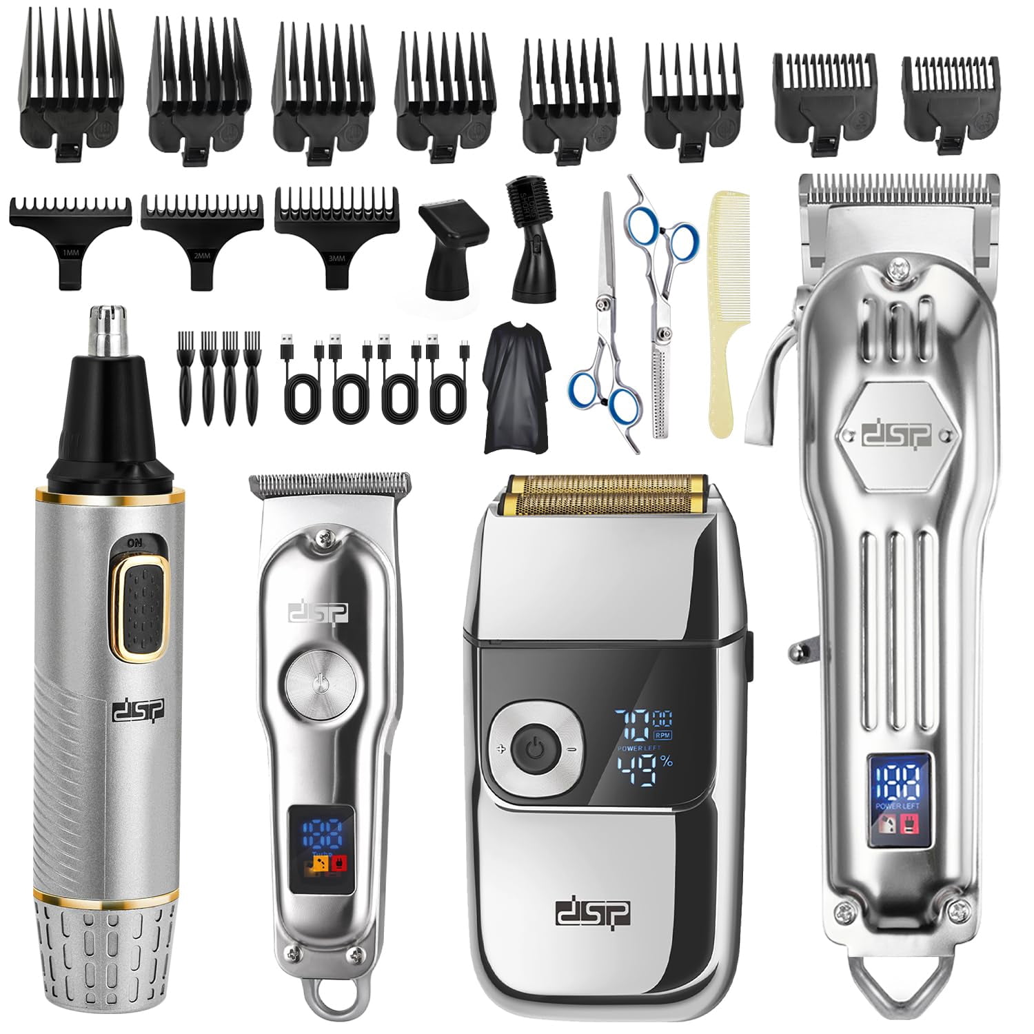 DSP 4-in-1 Pro Barber Kit: Cordless Hair Clipper, Trimmer, Shaver ...