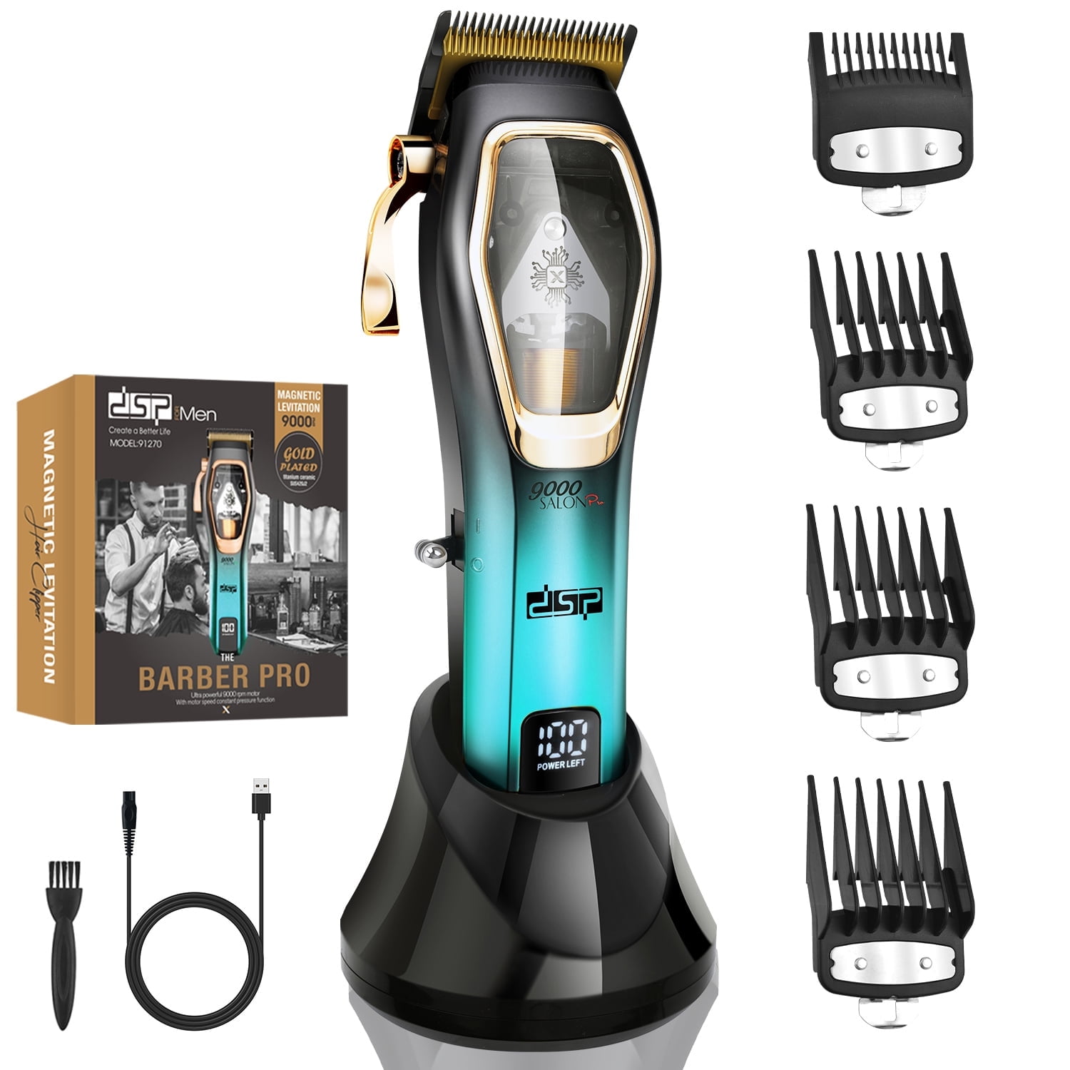 DSP Pro Barber Hair Clippers Set: Cordless Magnetic 9000 RPM, Constant ...