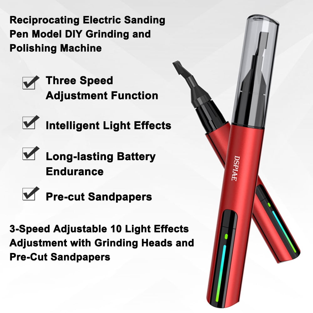 DSPIAE Sanding Pen,Pen Model Diy Heads And Pre-cut And 3-speed ...