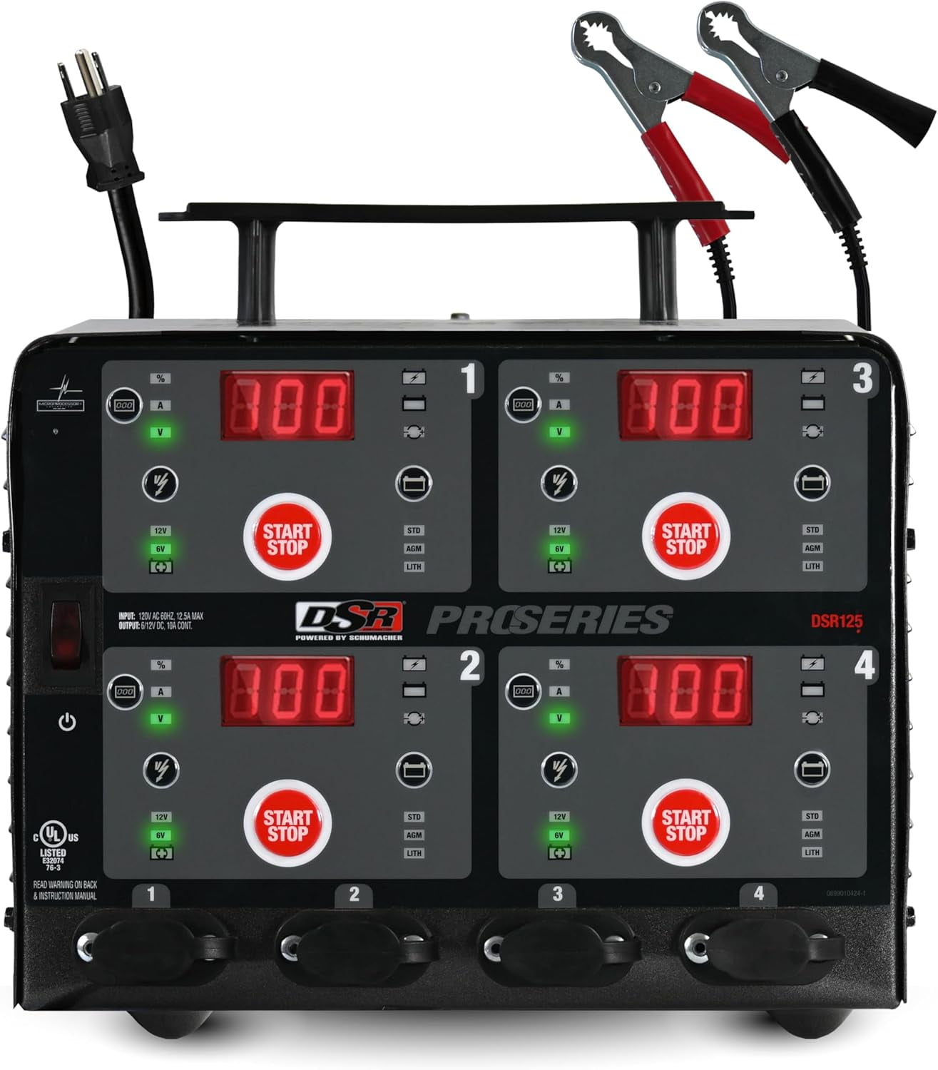 DSR Pro Heavy-Duty 4-Bank Automatic 10A Car Battery Charger and ...