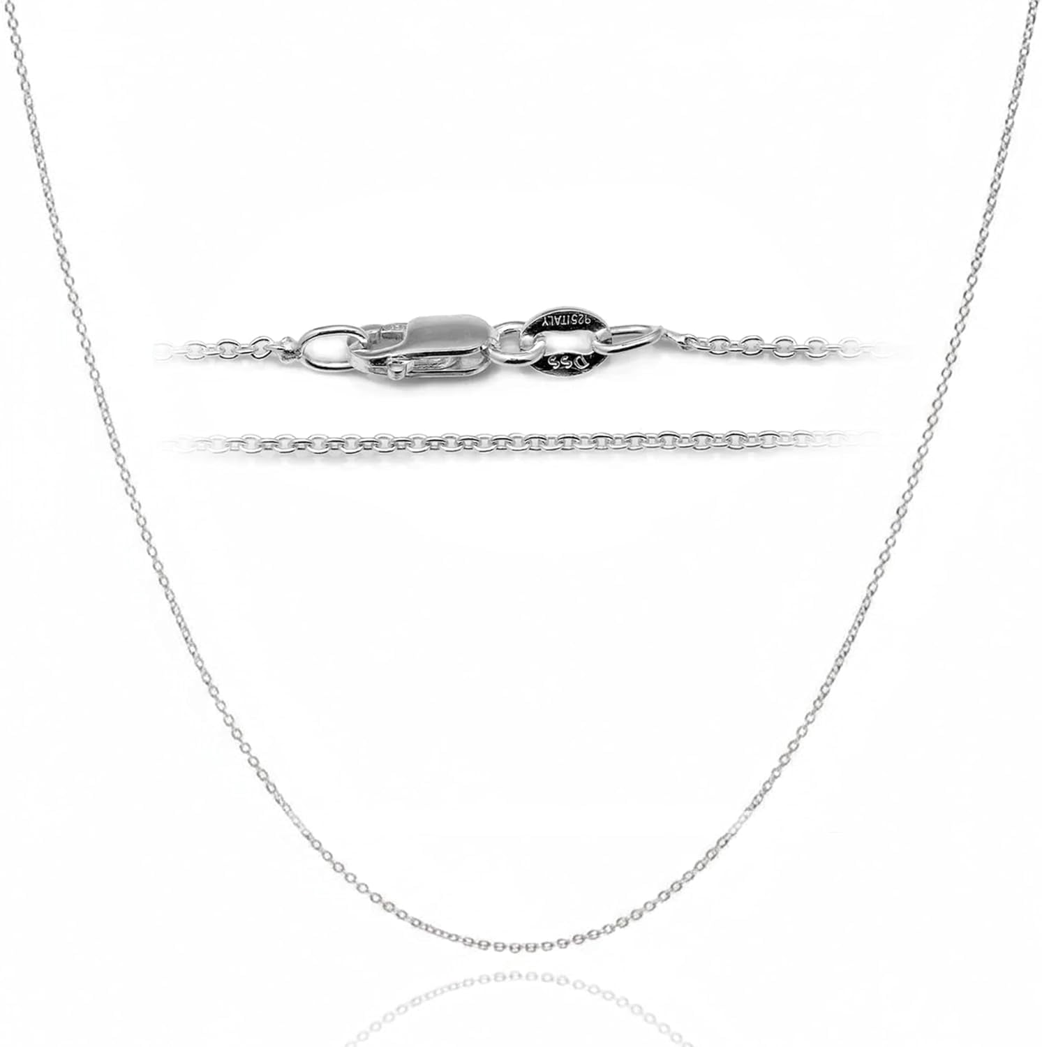 DSS 925 Sterling Silver Necklace for Women, Cable Chain 0.8mm, Lobster ...