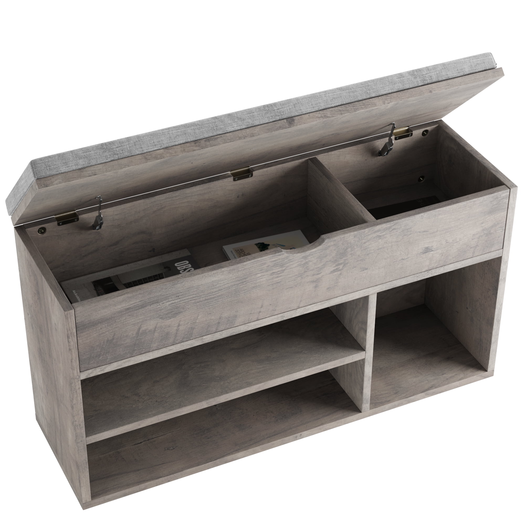 DSSTYLES Storage Bench with 2 Tier Open Shoe Shelf with Comfortable ...