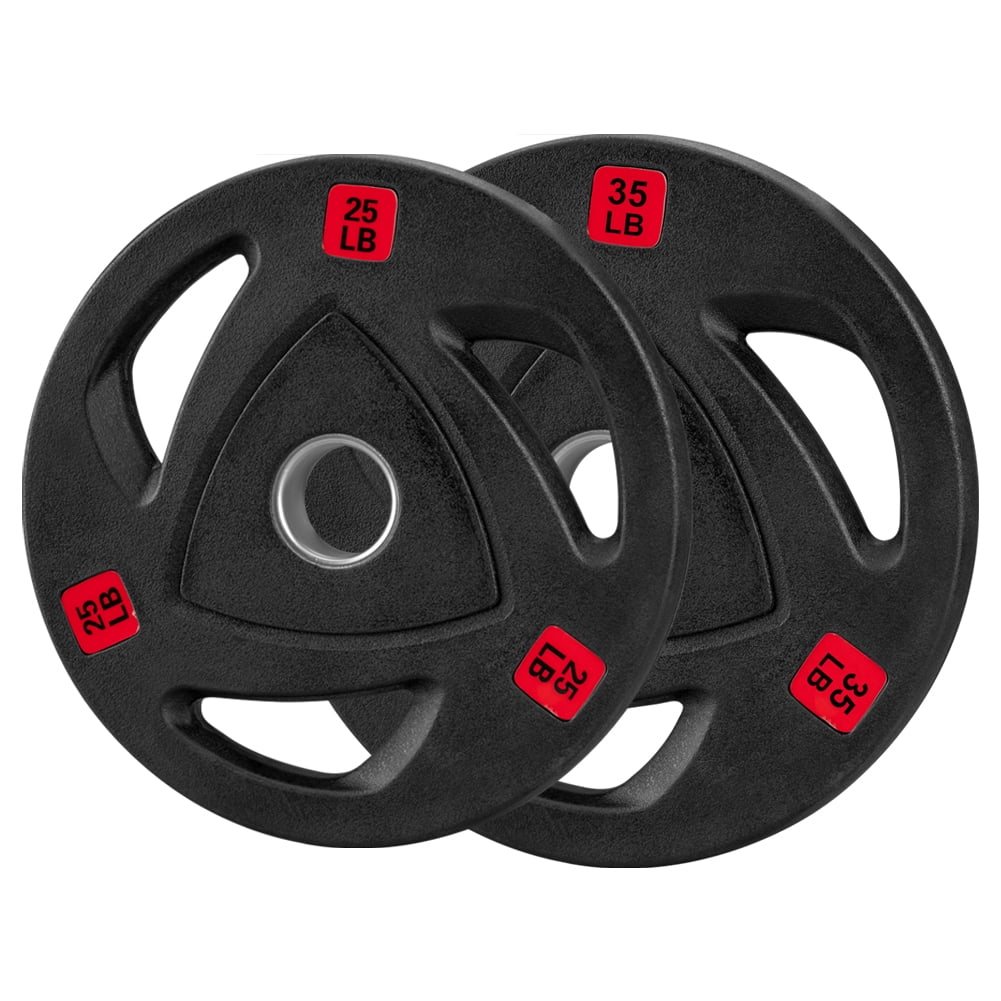 DSSTYLES Weight Plates 2-Inch Rubber Coated Olympic Cast Iron Grip ...