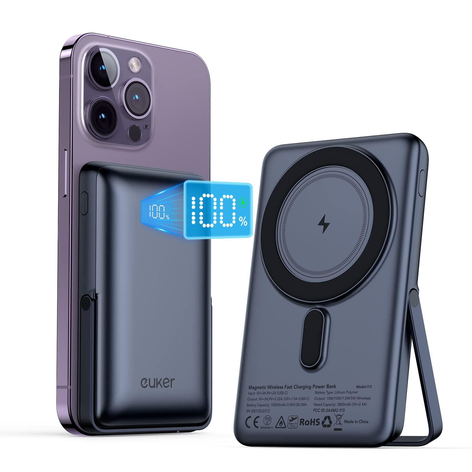 DSSTYLES Wireless Portable Charger, 10000mAh Magnetic Power Bank, PD ...